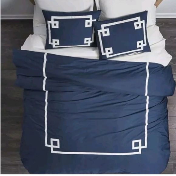 Bedding | Villa By Noble Excellence Greek Key Navy King Duvet Cover ...